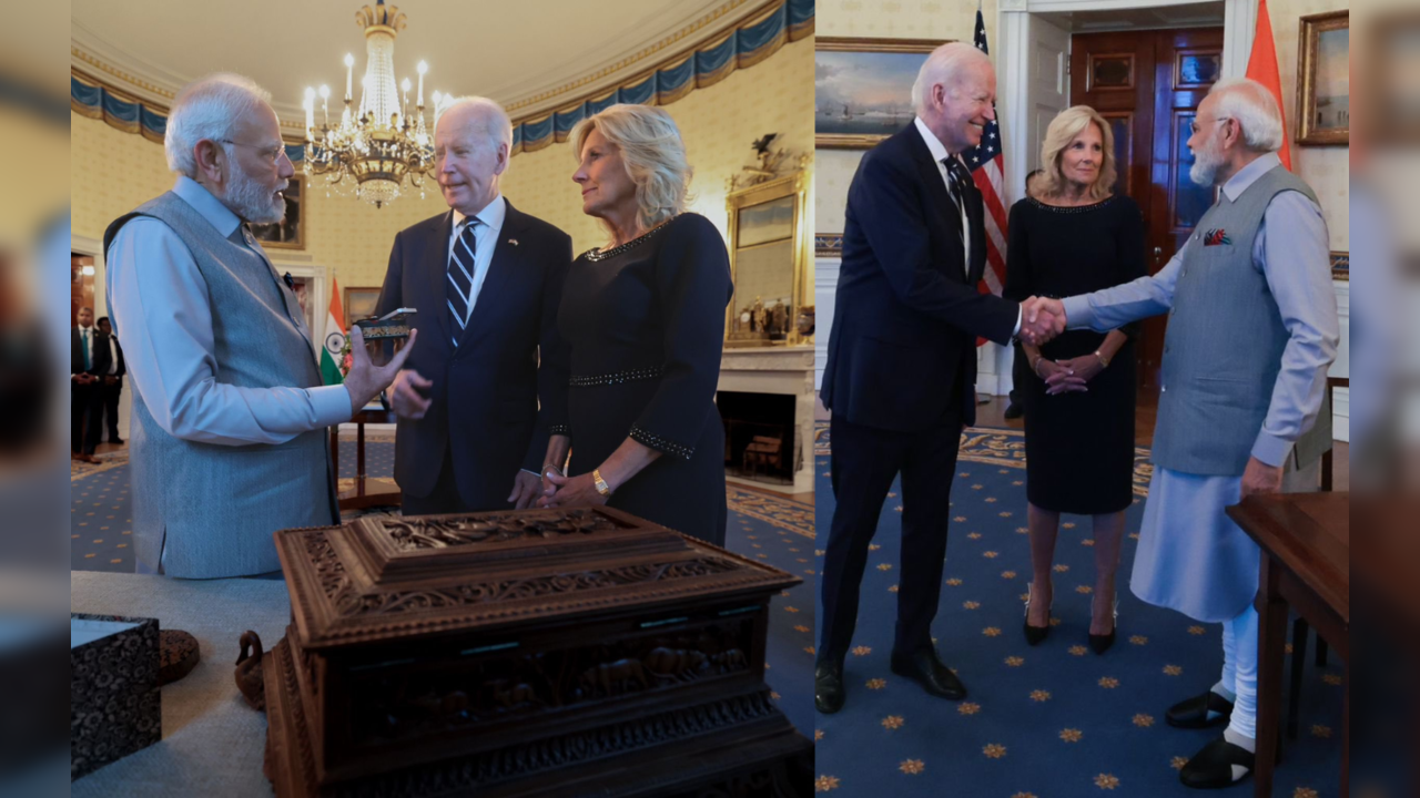 PM Narendra Modi meets President Joe Biden, FLOTUS Jill Biden - State ...