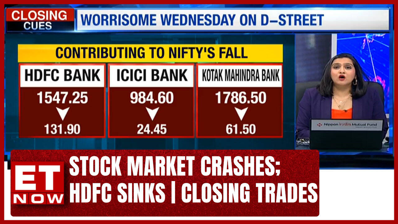 Stock Market Crashes; HDFC Bank Sinks 8%| Nifty Below 21600, Sensex ...