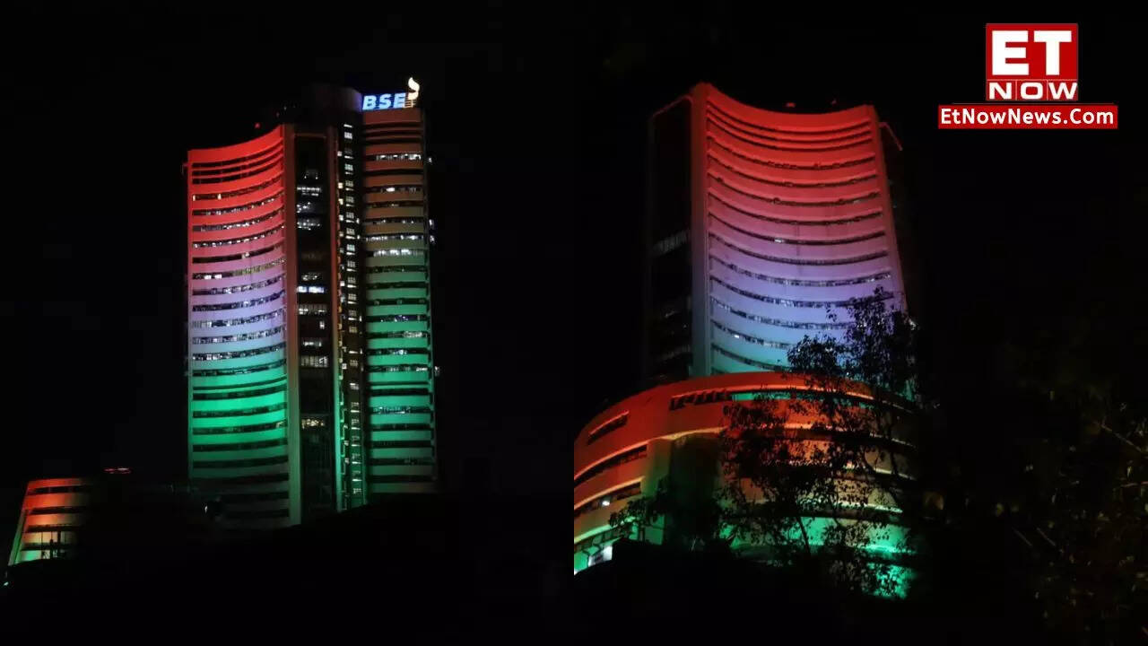 STUNNINGLY ILLUMINATED! SEE BSE Building ‘Tricolour’ PICS on 75th ...
