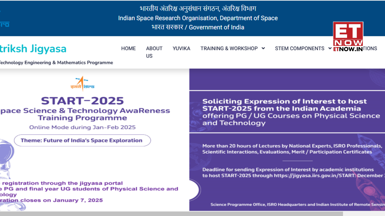 ISRO FREE START TRAINING 2025: Online training details at jigyasa.iirs.gov.in/START - Education ...