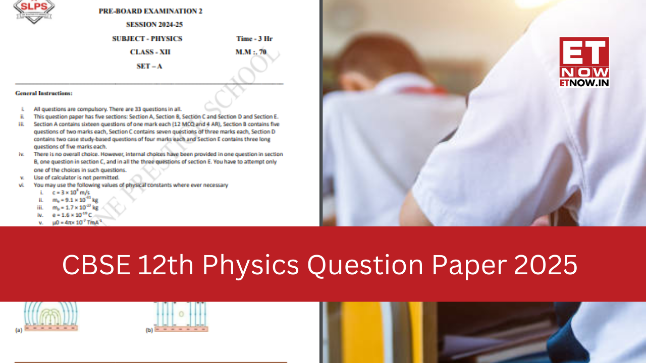 CBSE Class 12th Physics Question Paper 2025 for students to practice ...
