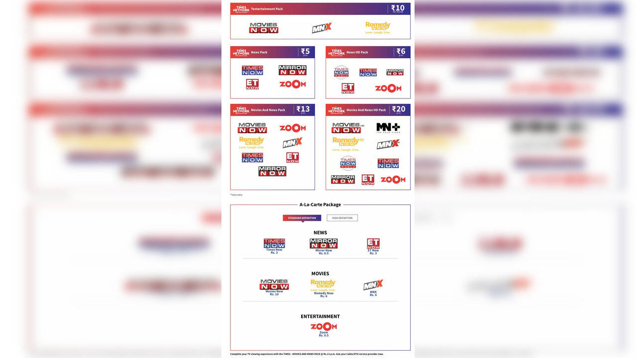 Times Channel Packs | Info News, ET Now